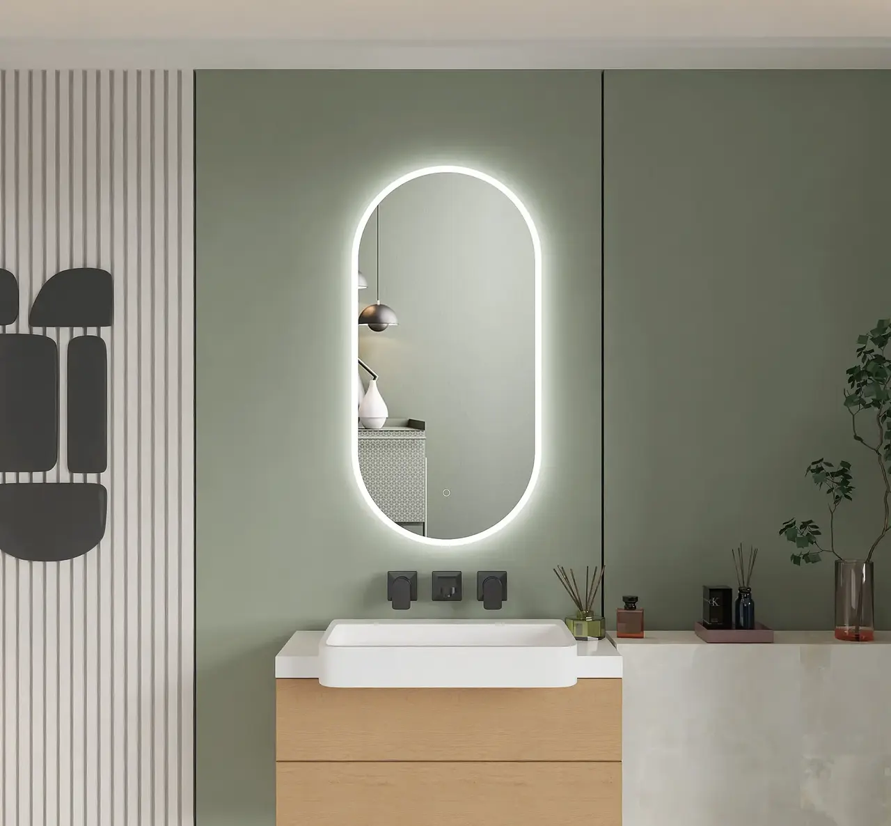 Premium LED kapsel peegel, ettepoole valgustus | O-peegel